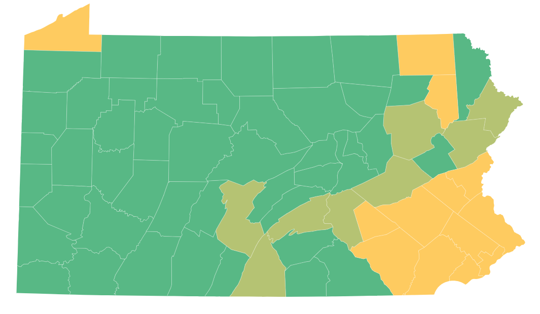 The Latest PA County Map: June 12, 2020 - Erie Reader